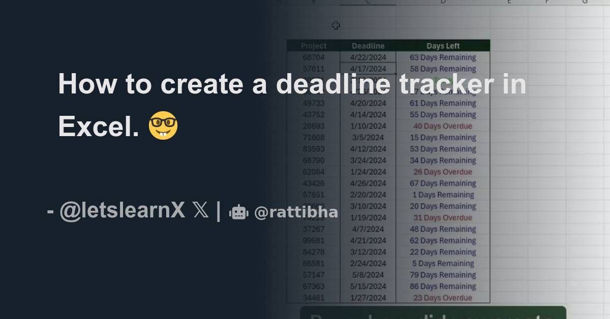 How To Create A Deadline Tracker In Excel 🤓 Thread From Power Point And Ms Excel X