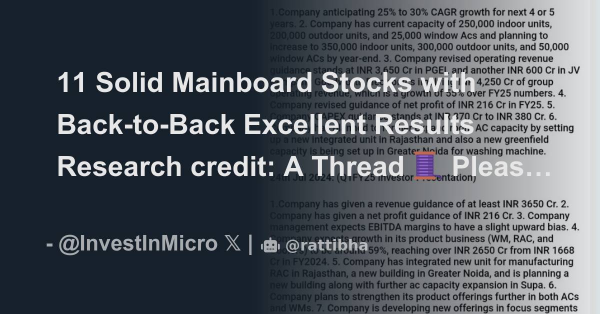 11 Solid Mainboard Stocks with Back-to-Back Excellent Results Research ...