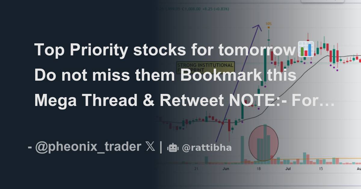 Top Priority stocks for tomorrow📊 Do not miss them Bookmark this Mega Thread & Retweet - المسلسل ...
