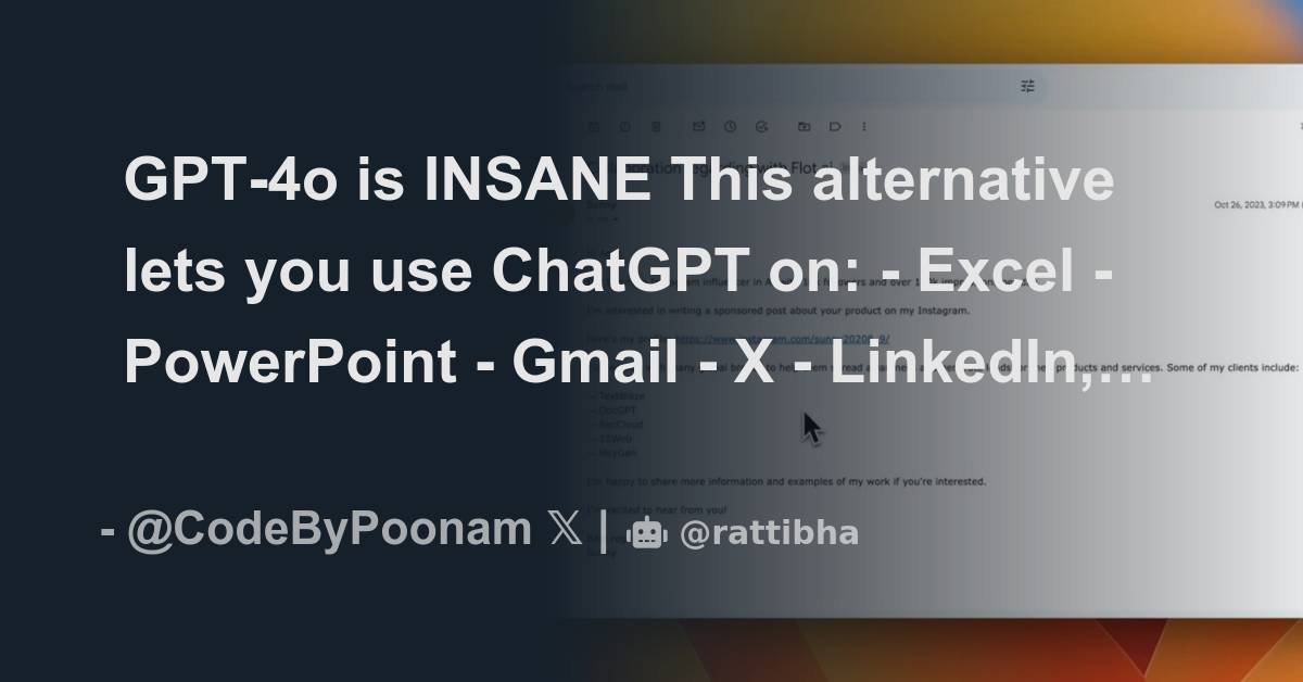 GPT-4o is INSANE This alternative lets you use ChatGPT on: - Excel ...