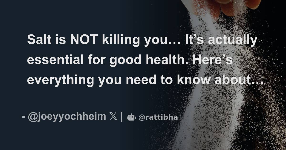 Salt is NOT killing you… It’s actually essential for good health. Here ...