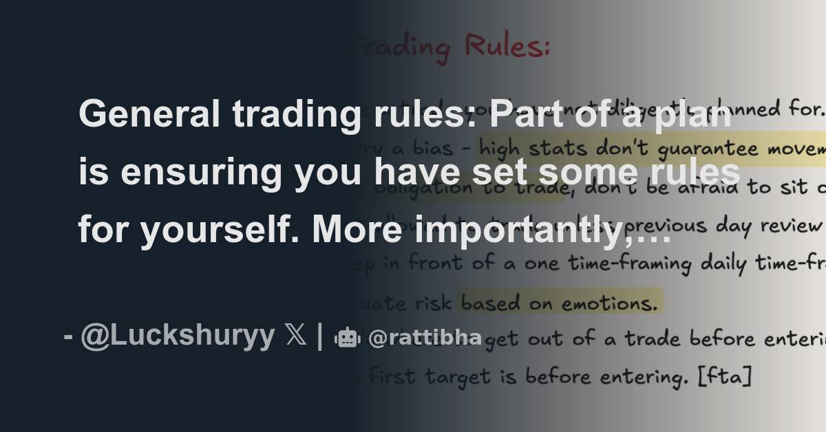 General trading rules: Part of a plan is ensuring you have set some rules for yourself. More ...