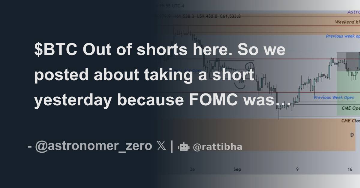$BTC Out of shorts here. So we posted about taking a short yesterday because FOMC was coming up ...