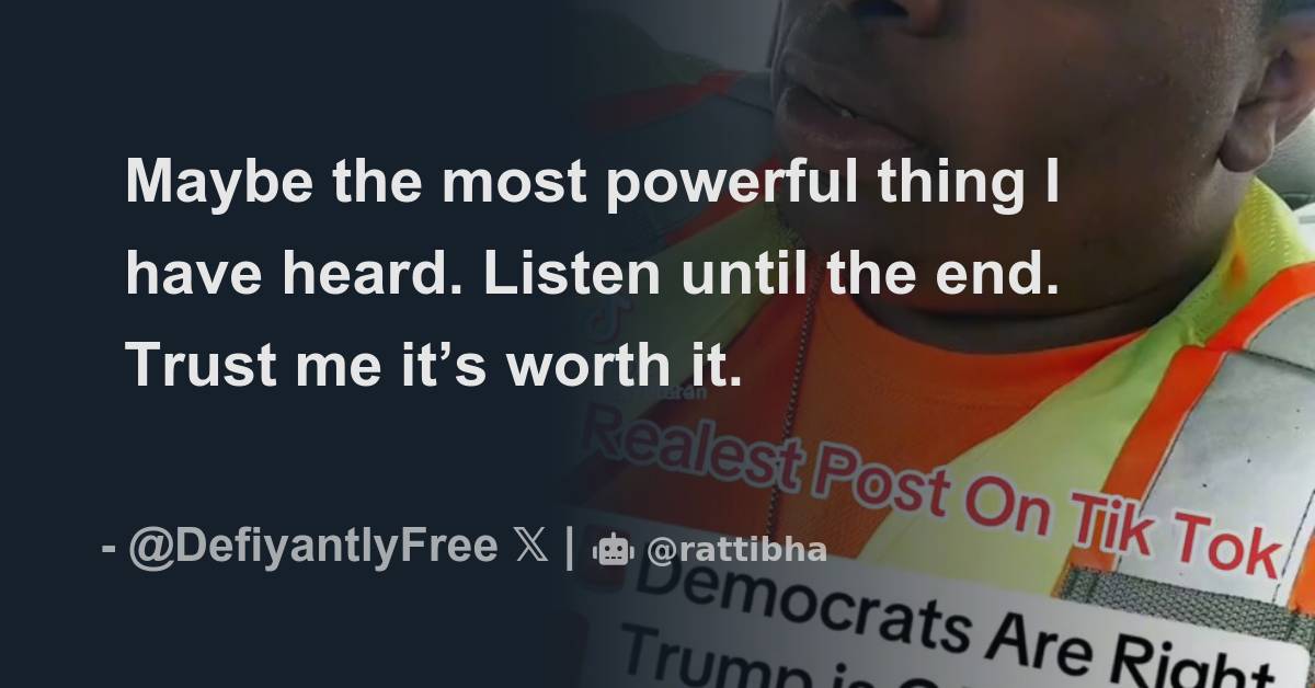 Maybe the most powerful thing I have heard. Listen until the end. Trust ...