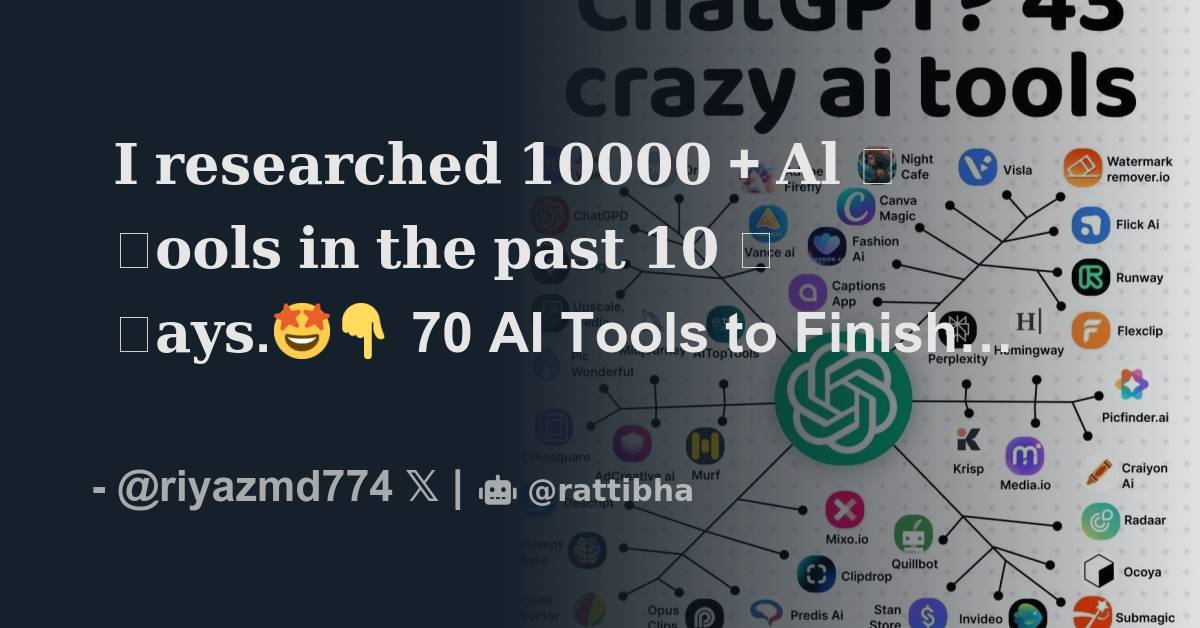 𝐈 𝐫𝐞𝐬𝐞𝐚𝐫𝐜𝐡𝐞𝐝 𝟏𝟎𝟎𝟎𝟎 + 𝐀𝐥 𝐭𝐨𝐨𝐥𝐬 𝐢𝐧 𝐭𝐡𝐞 𝐩𝐚𝐬𝐭 𝟏𝟎 𝐝𝐚𝐲𝐬.🤩👇 70 AI Tools to ...