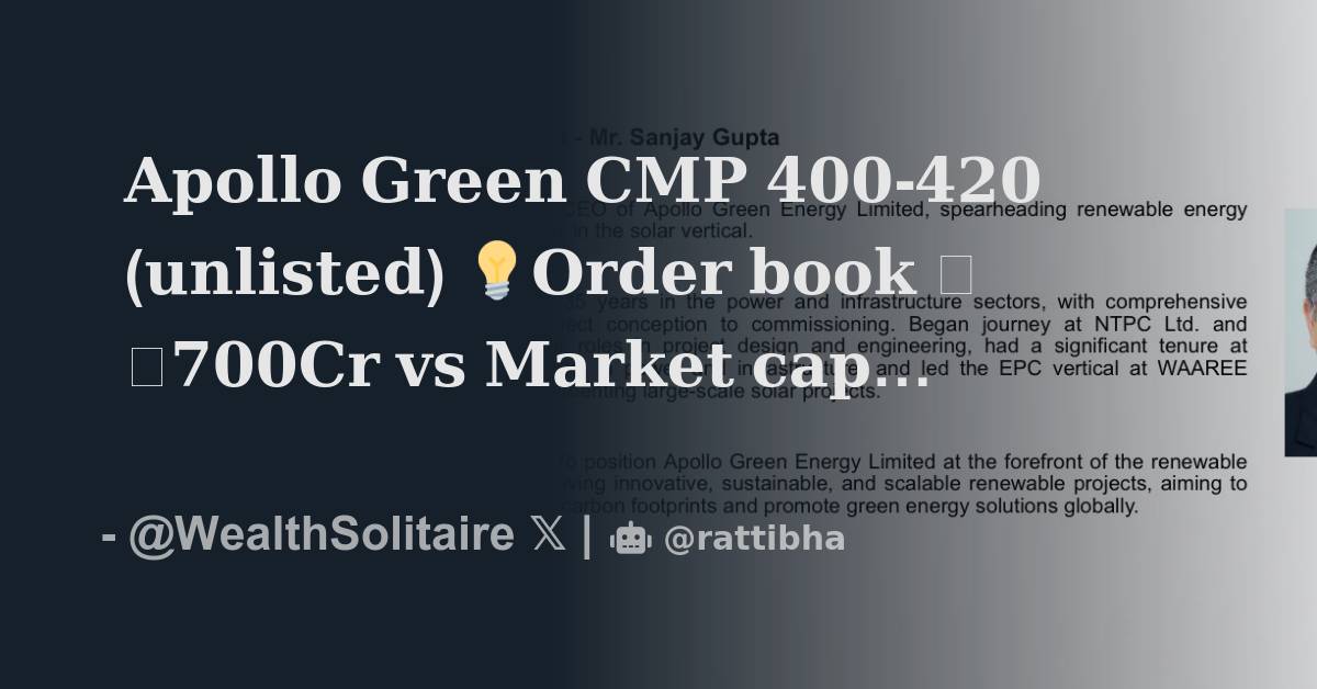 𝐀𝐩𝐨𝐥𝐥𝐨 𝐆𝐫𝐞𝐞𝐧 𝐂𝐌𝐏 𝟒𝟎𝟎-𝟒𝟐𝟎 (𝐮𝐧𝐥𝐢𝐬𝐭𝐞𝐝) 💡𝐎𝐫𝐝𝐞𝐫 𝐛𝐨𝐨𝐤 𝟐𝟕𝟎𝟎𝐂𝐫 𝐯𝐬 𝐌𝐚𝐫𝐤𝐞𝐭 𝐜𝐚𝐩 ~𝟖𝟓𝟎𝐂𝐫 Apollo Group - Solar ...
