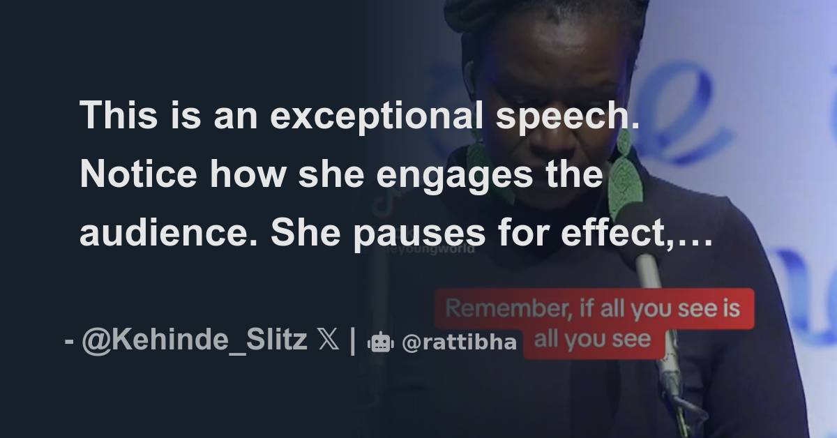 This is an exceptional speech. Notice how she engages the audience. She ...