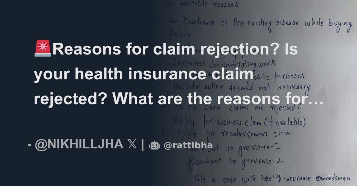 🚨Reasons for claim rejection? Is your health insurance claim rejected ...