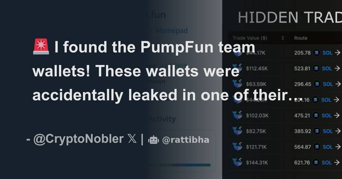 🚨 I found the PumpFun team wallets! These wallets were accidentally ...