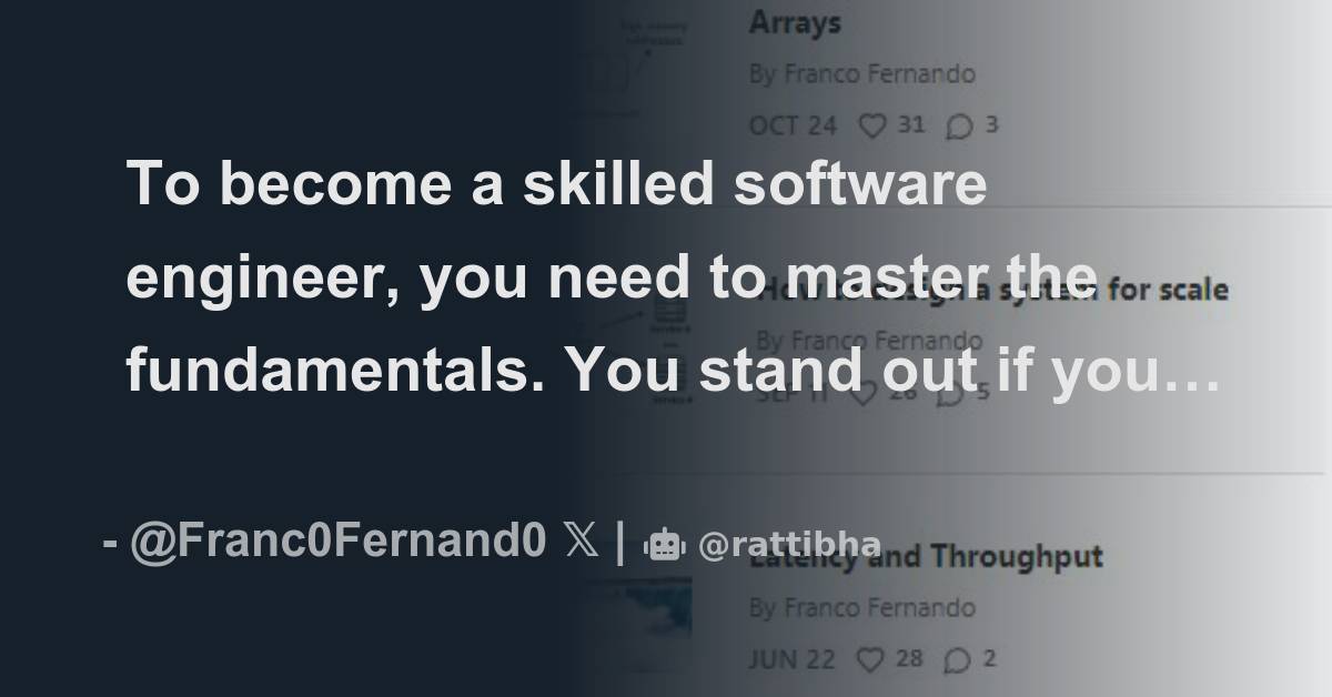 To become a skilled software engineer, you need to master the fundamentals. You stand out if you ...