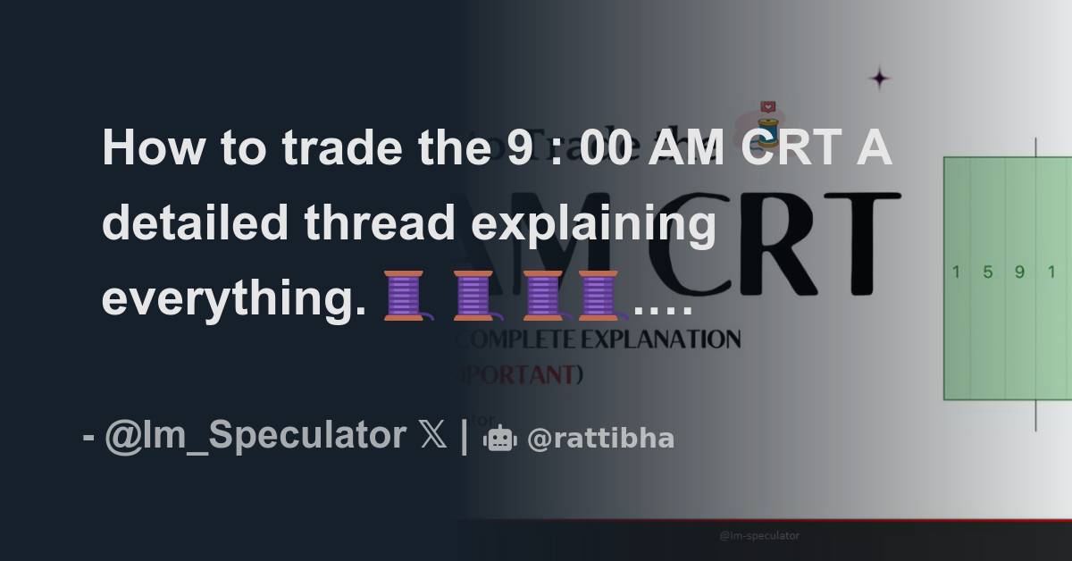 How to trade the 9 : 00 AM CRT A detailed thread explaining everything. 🧵 🧵 🧵🧵. Credits ...