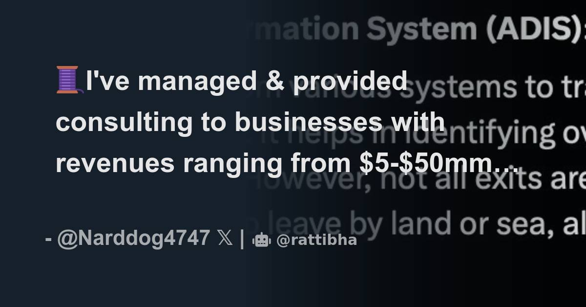 🧵I've managed & provided consulting to businesses with revenues ranging ...