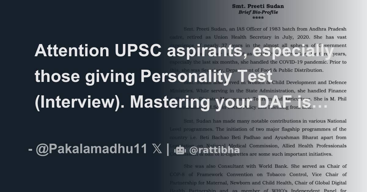 Attention UPSC aspirants, especially those giving Personality Test ...