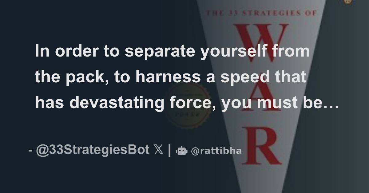 In order to separate yourself from the pack, to harness a speed that ...
