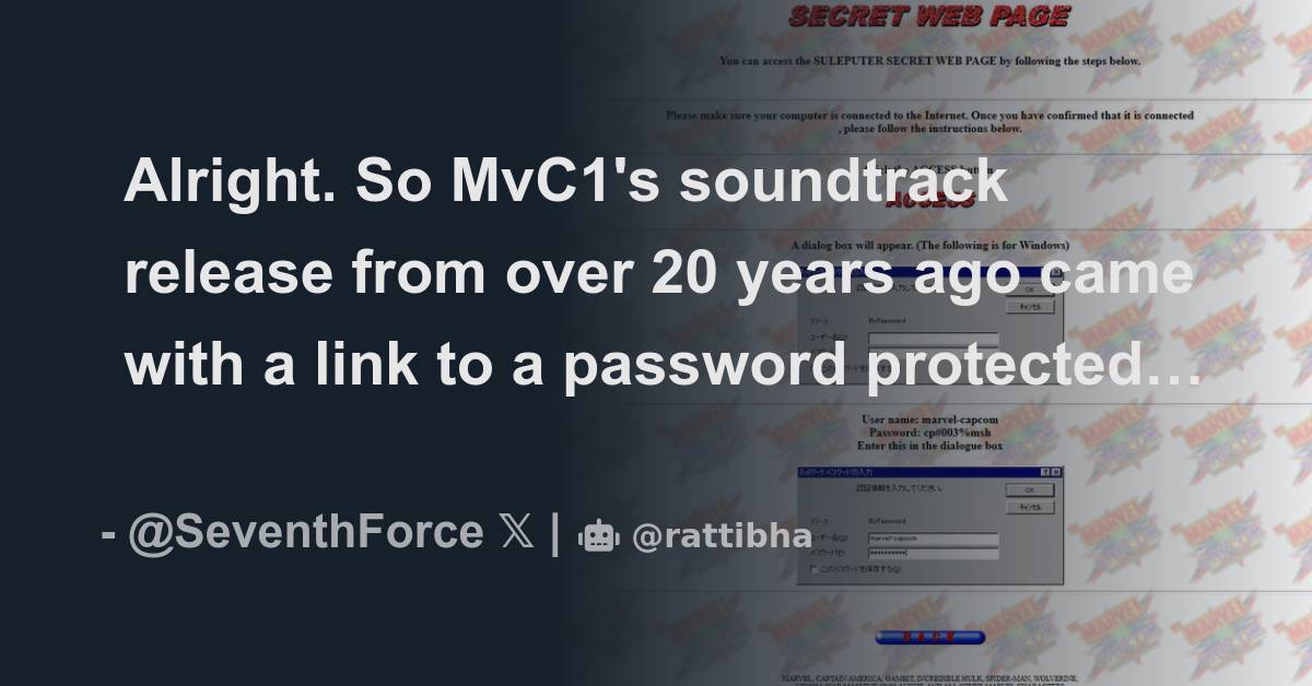 Alright. So MvC1's soundtrack release from over 20 years ago came with ...