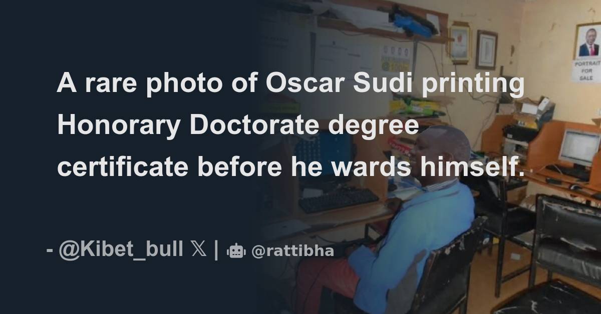 A rare photo of Oscar Sudi printing Honorary Doctorate degree certificate before he wards ...