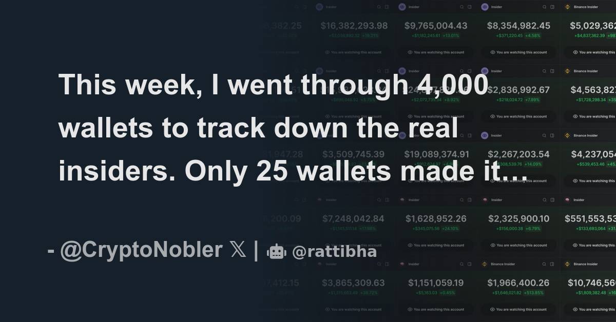 This week, I went through 4,000 wallets to track down the real insiders ...