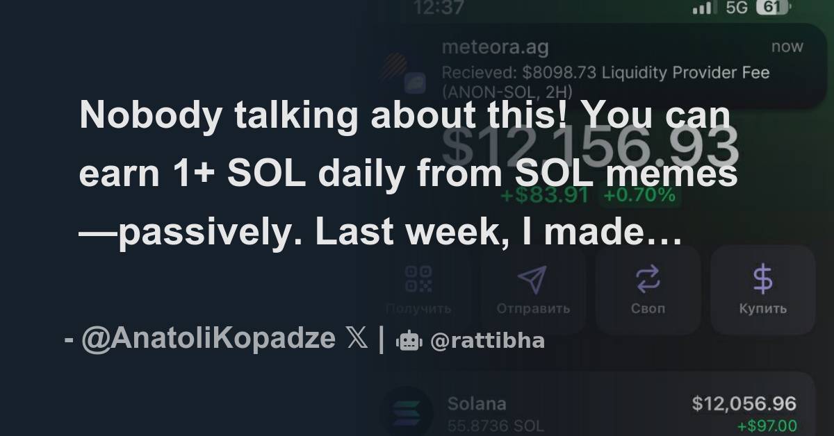Nobody talking about this! You can earn 1+ SOL daily from SOL memes ...