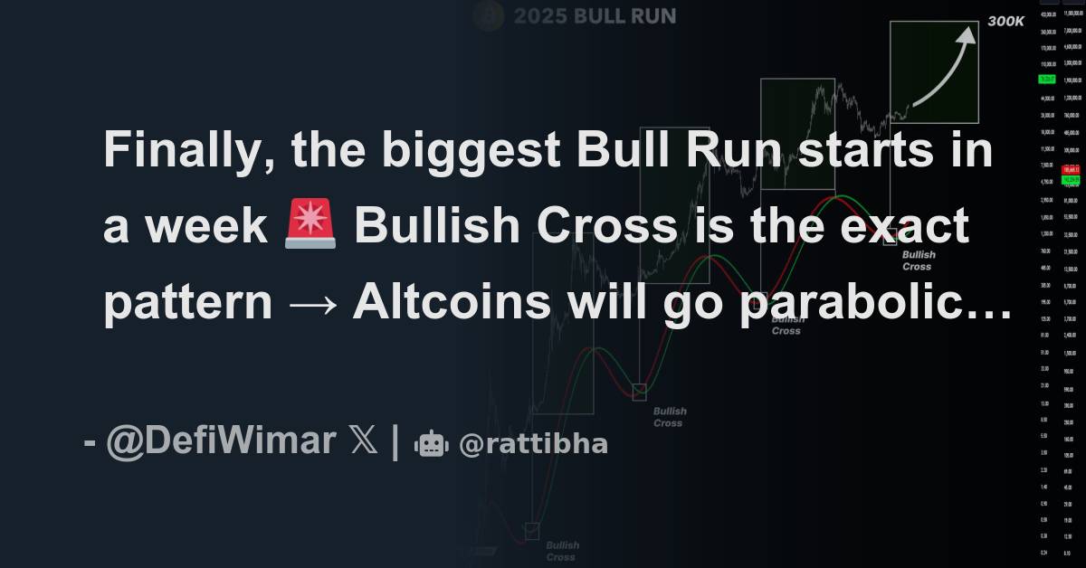 Finally, the biggest Bull Run starts in a week 🚨 Bullish Cross is the ...