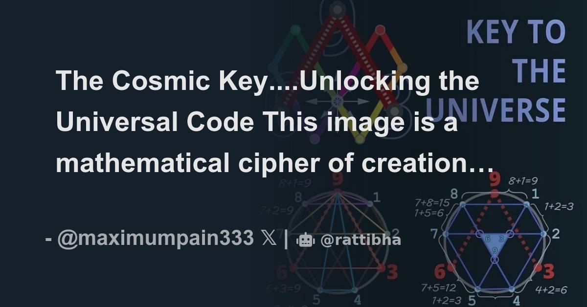 The Cosmic Key....Unlocking the Universal Code This image is a mathematical cipher of creation ...