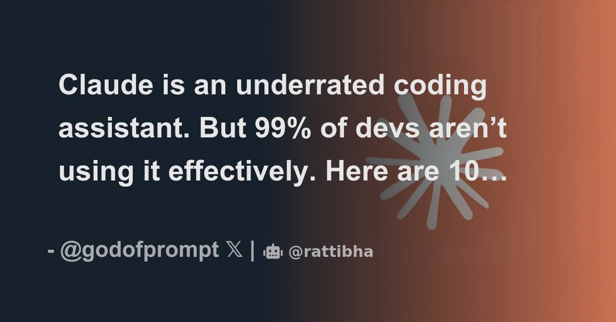 Claude is an underrated coding assistant. But 99% of devs aren’t using it effectively. Here are ...