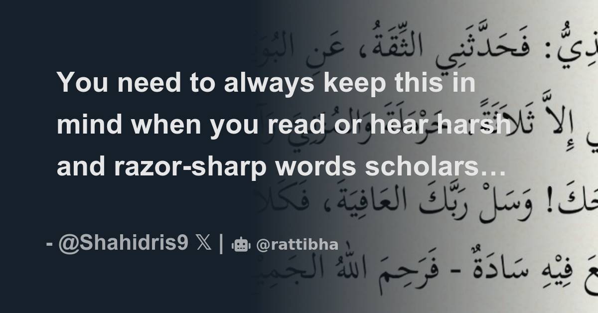 You need to always keep this in mind when you read or hear harsh and ...